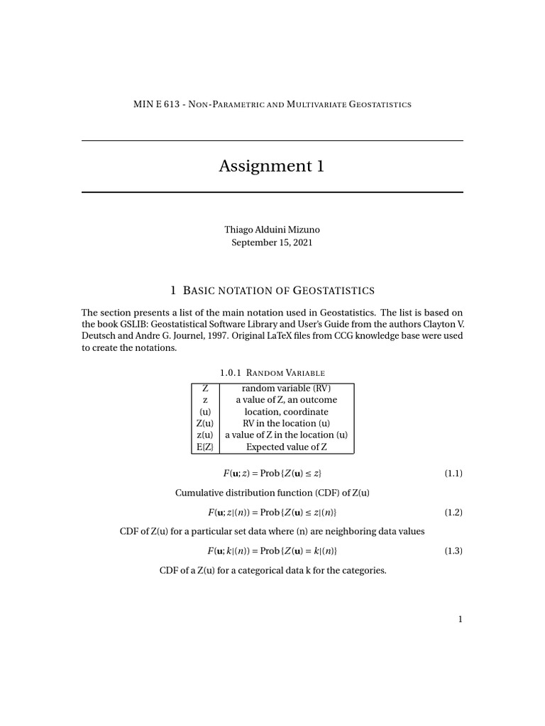 Geostatistics: Notation and Methods Guide | PDF | Matrix (Mathematics ...