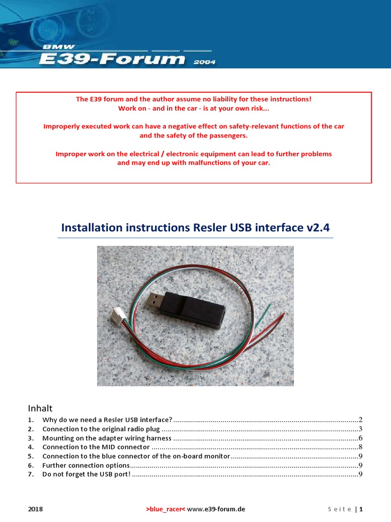 Installation Guide Resler Interface | PDF | Usb | Electrical Connector