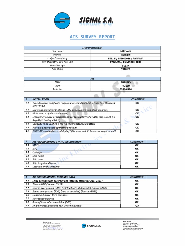Ais Report Malva | PDF | Equipment | Shipping