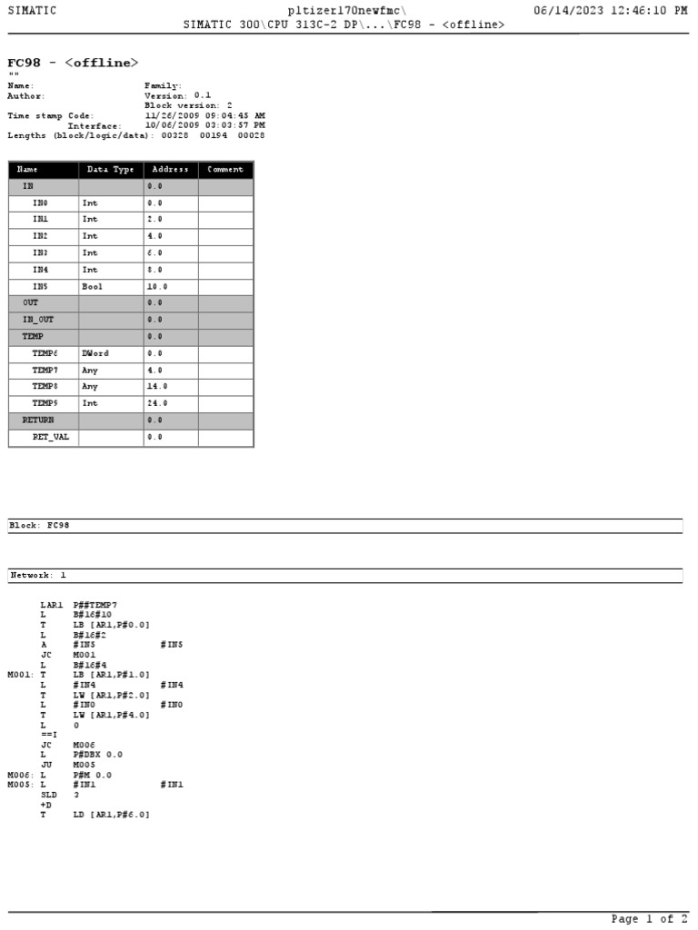 FC98 Function Block Overview | PDF | Computer Hardware | Computer ...