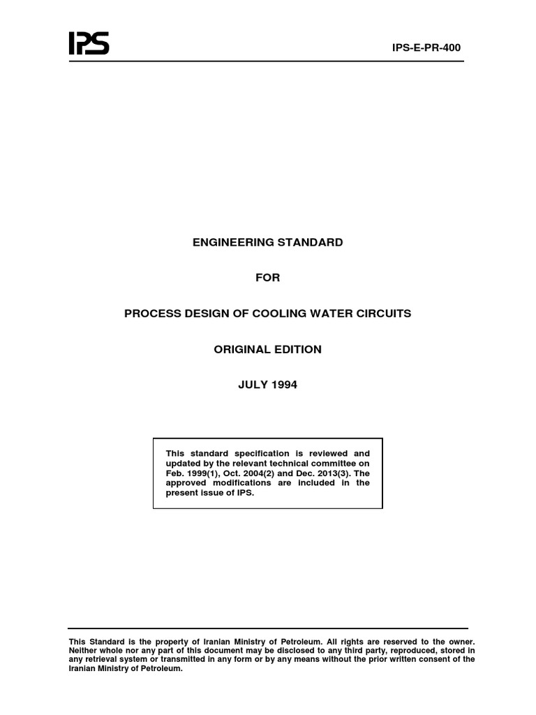Engineering Standard: IPS-E-PR-400 | PDF | Heat Transfer | Pump
