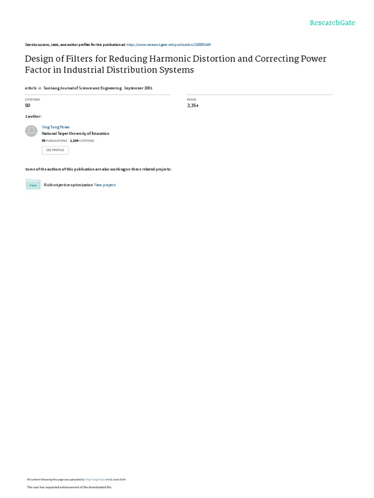 2 - Design of Filters For Reducing Harmonic Distortion | PDF | Mathematical Optimization ...