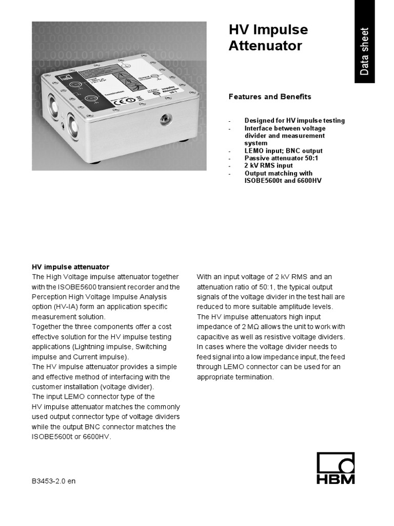 HV Impulse Attenuator Specs | PDF | Manufactured Goods | Quantity