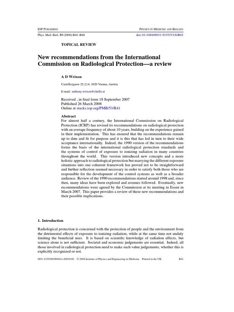 ICRP Review | Download Free PDF | Radiation Protection | Ionizing Radiation