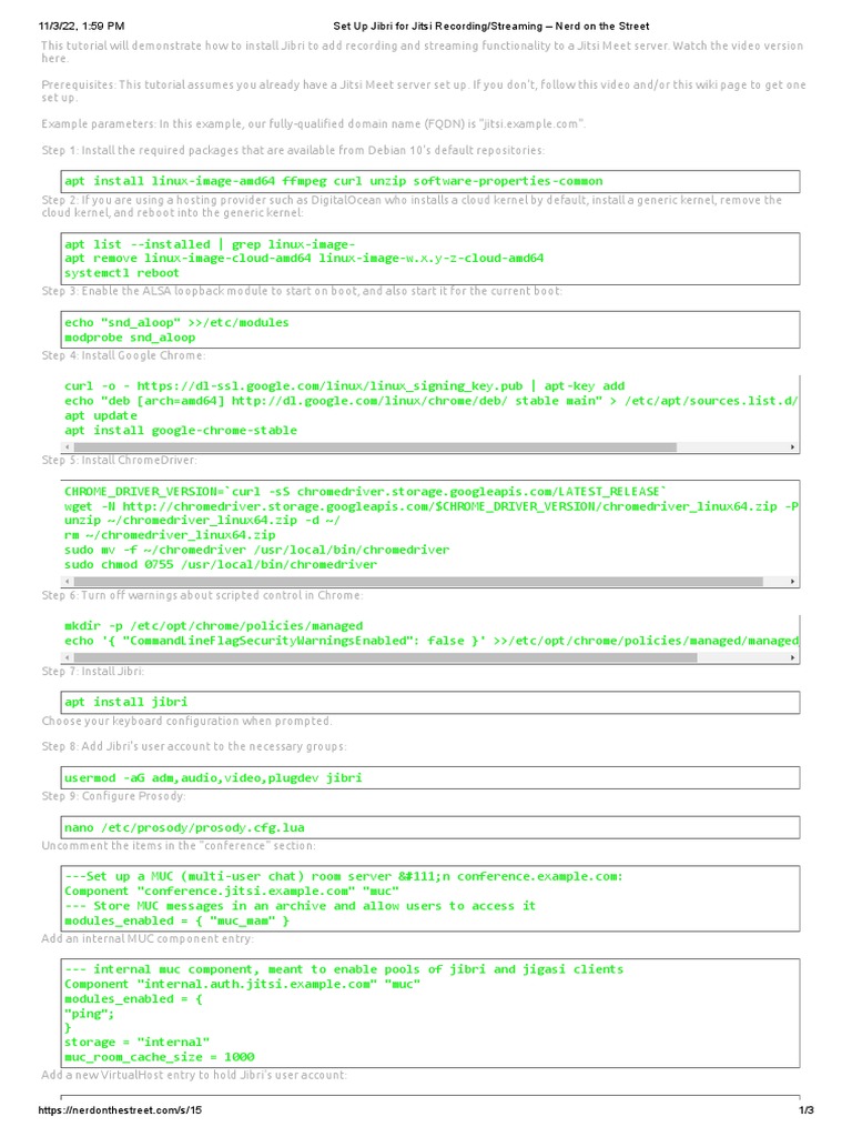Jibri Setup for Jitsi Recording | PDF | Computer Architecture ...