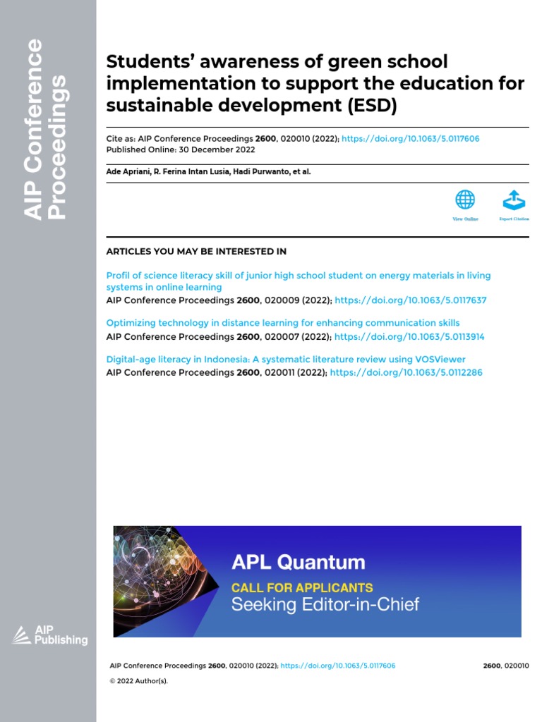 Students' Awareness of Green Schools ESD | PDF | Sustainable ...