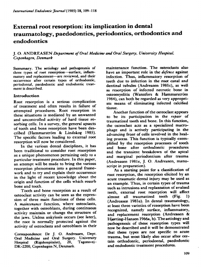 2-External Root Resorption-J O ANDREASEN | PDF | Periodontology | Dentistry