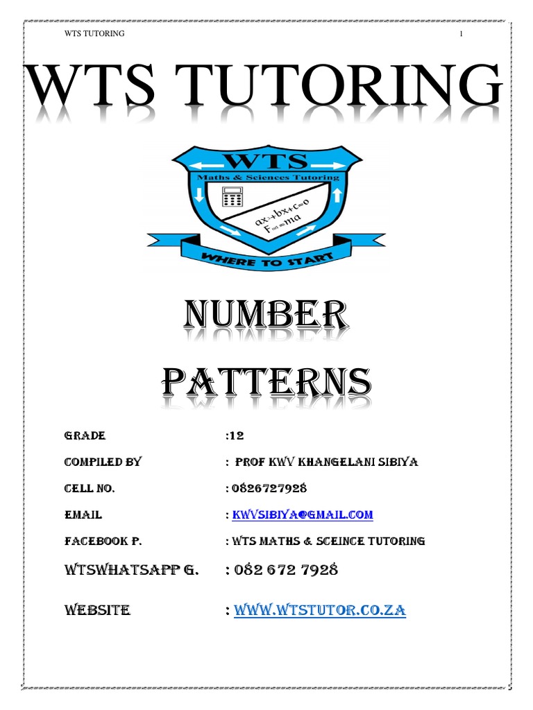 Wts Number Patterns | PDF | Numbers | Integer