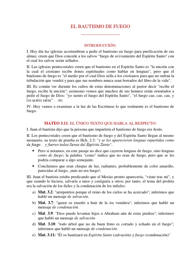Bautismo de Fuego, El | PDF | Bautismo | espíritu Santo