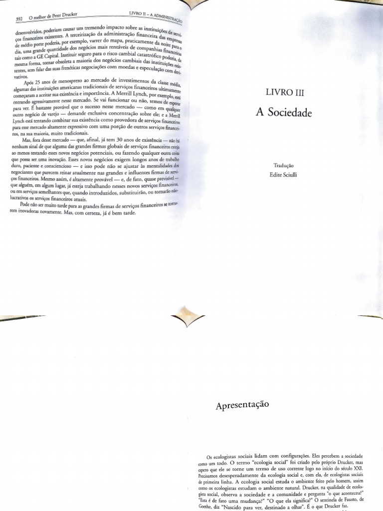 Drucker - Livro II e III - A Sociedade - Caps 1, 2, 9 e 10 | PDF ...