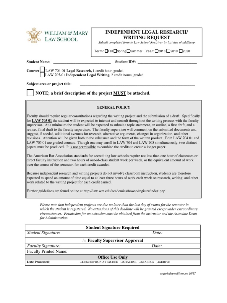 Independent Legal Research Form Template | Download Free PDF | Course ...