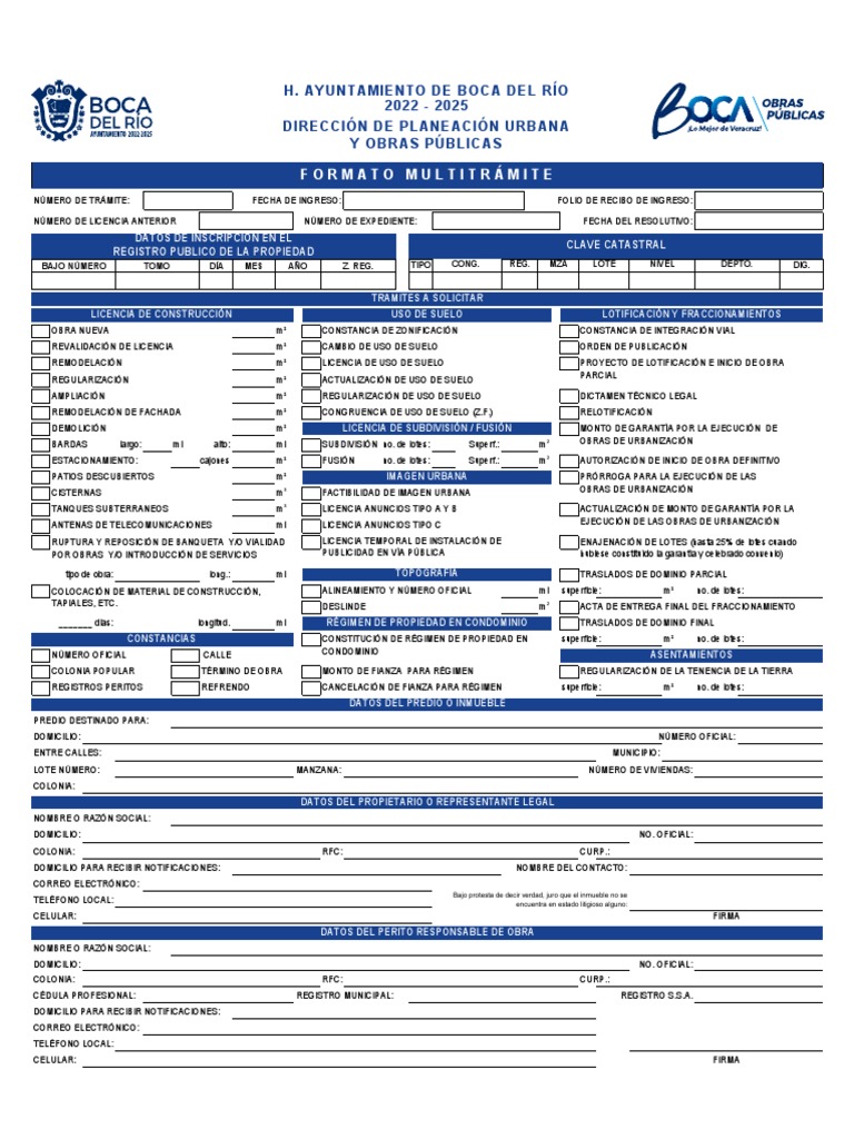Formato Multitramite Boca Del Rio 2022-2025 Obras | PDF | Tecnología