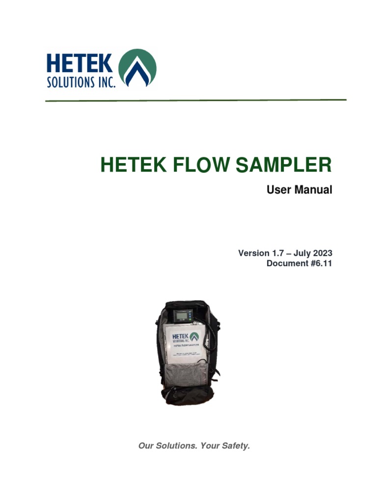 6.11 Hetek Flow Sampler User Manual v1.7 | PDF | Legal Liability | Battery Charger