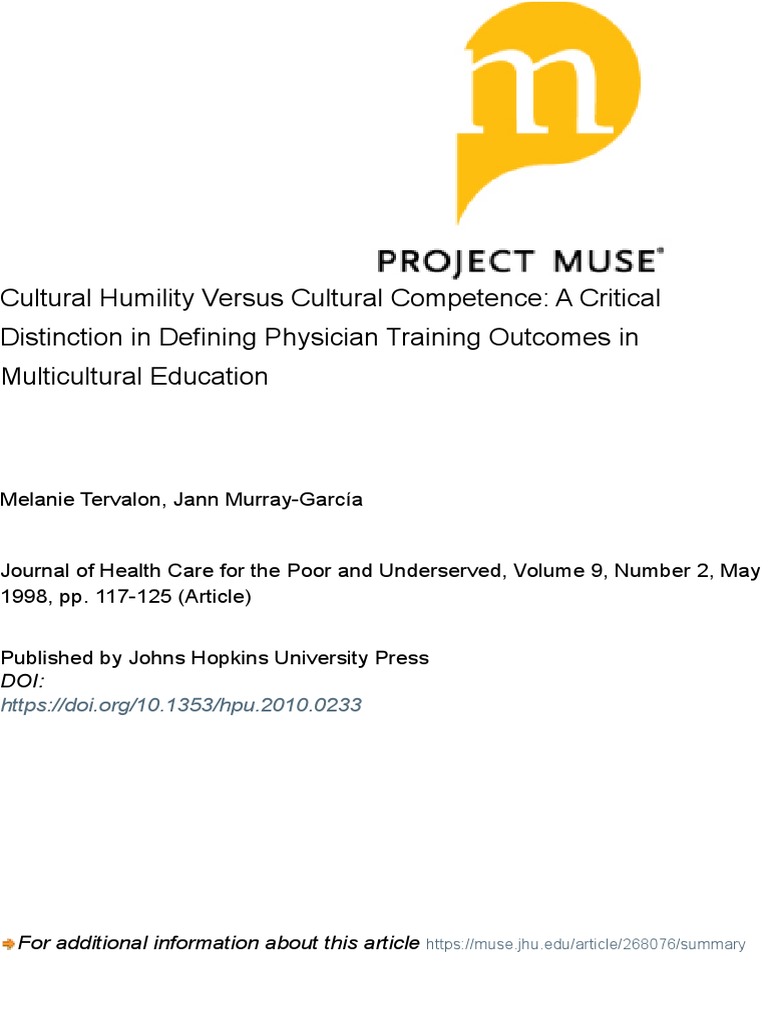Cultural Humility Versus Cultural Competence | PDF | Medicine | Physician