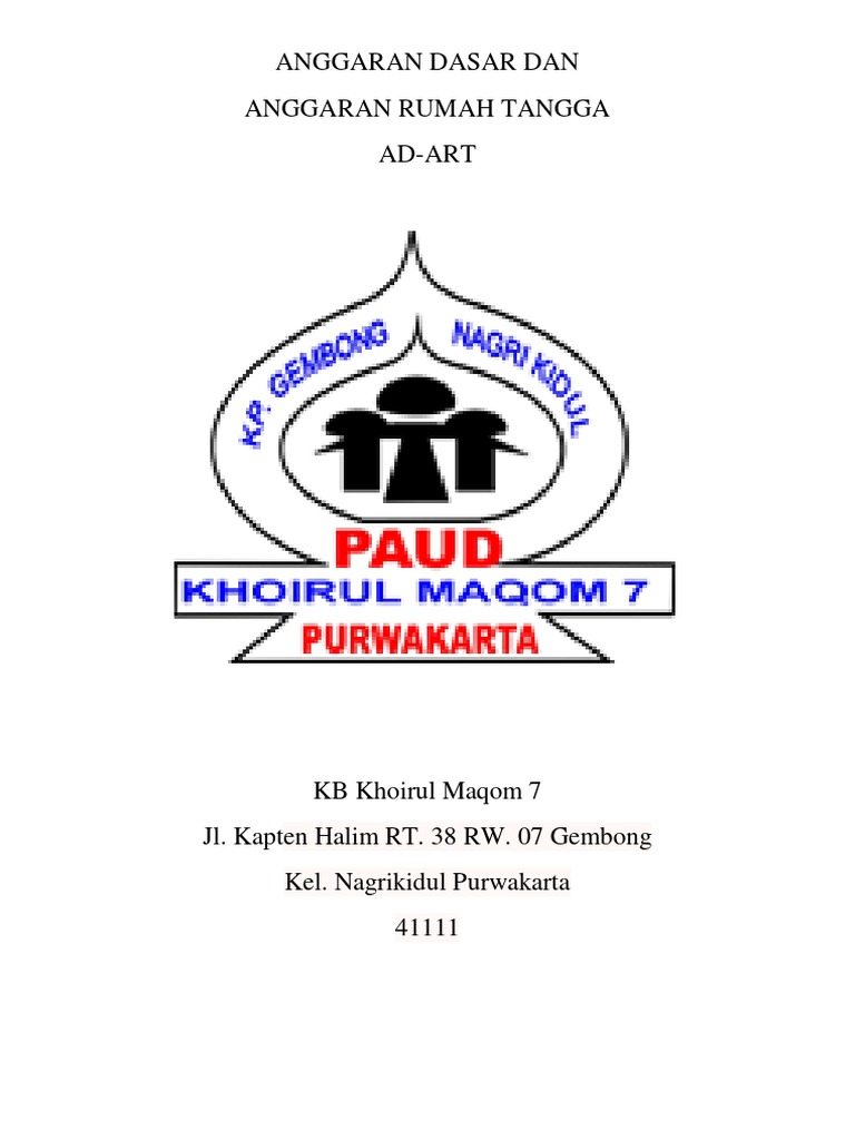 Anggaran Dasar dan Rumah Tangga KB Khoirul Maqom 7 | PDF