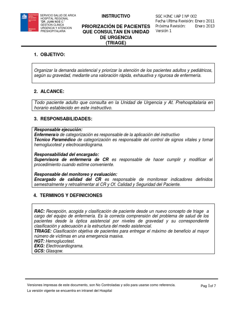 SGC HJNC UAP P N 002 Priorizacion de Paciente Que Consulta Unidad de ...