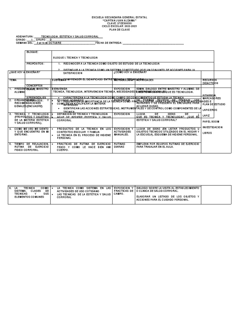 1ro - Planeaciones Secundaria Estatal | PDF | Aprendizaje | Cognición