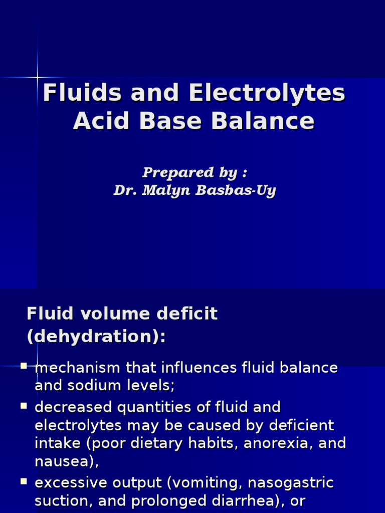 Fluid and Electrolyte Balance Overview | PDF | Medicine | Diseases And ...