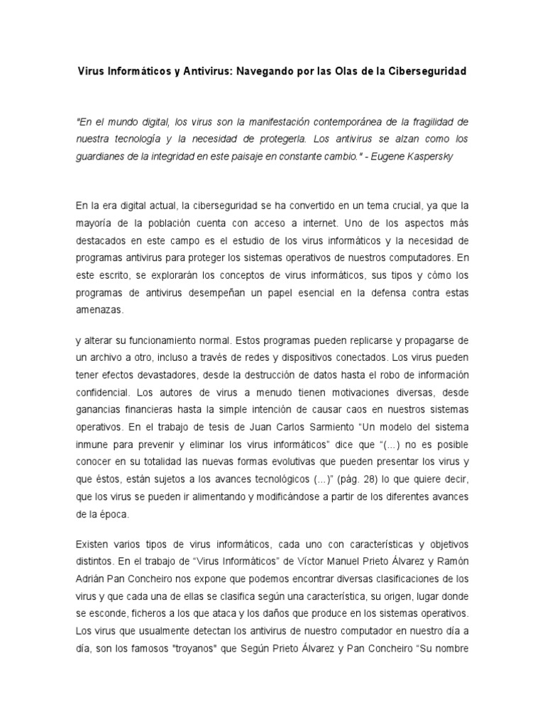 Escrito de Informatica | PDF | Virus de computadora | Software antivirus