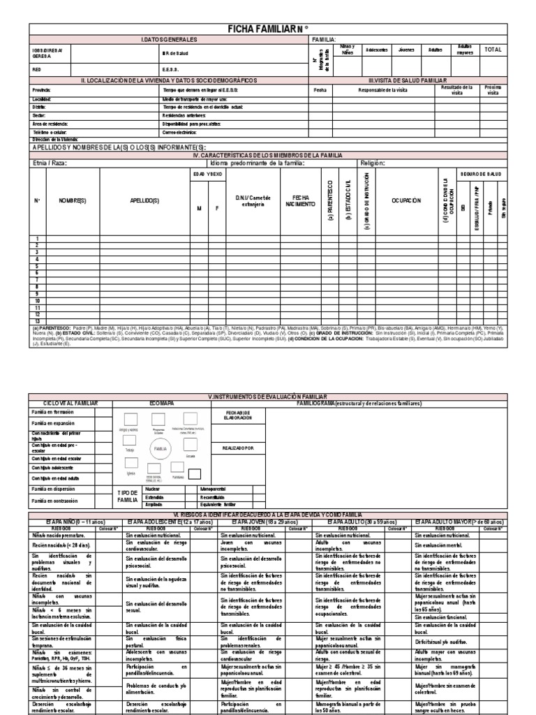 Ficha Familiar Minsa | PDF | Agua