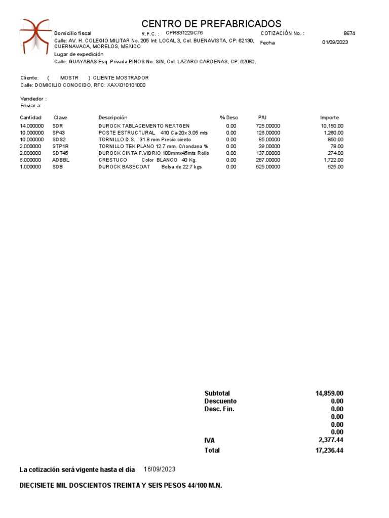 Cotizacion 8674 Pdf