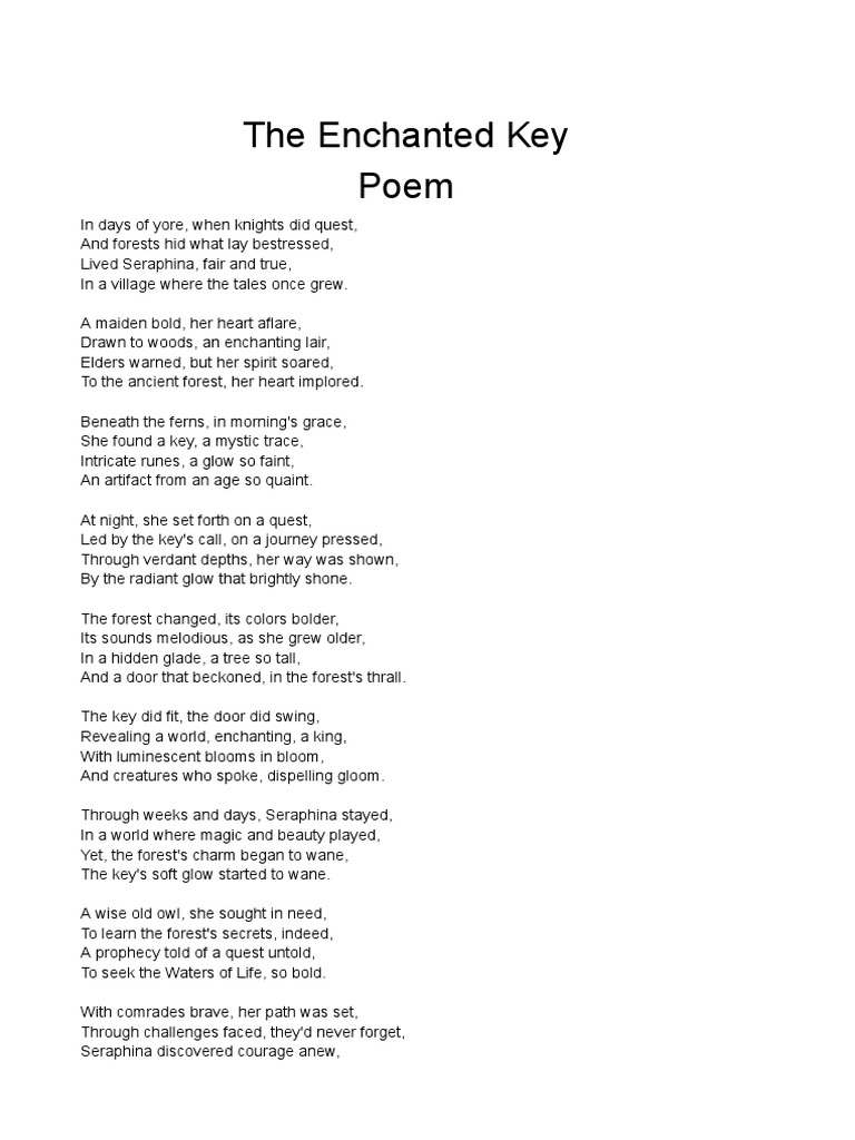 The Enchanted Key - Poem | PDF