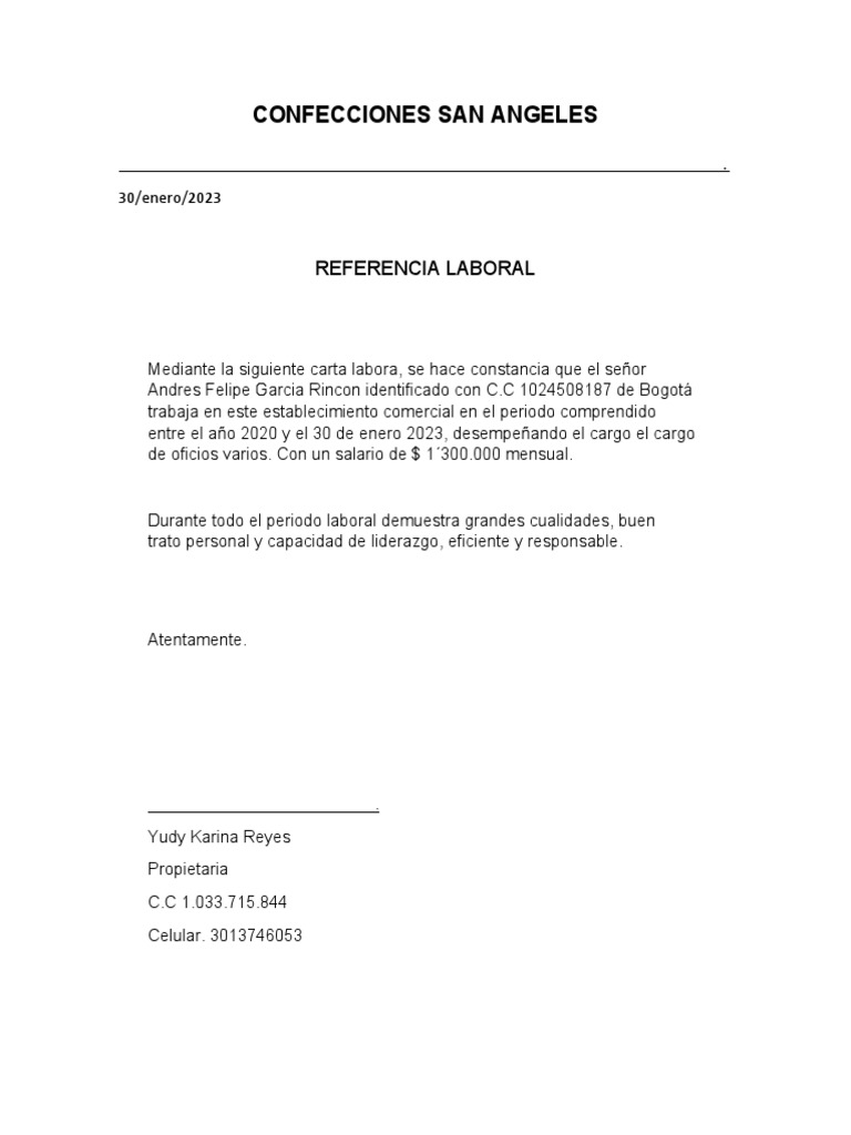 Referencia Laboral | PDF
