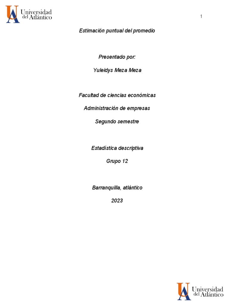 Estimación Puntual Del Promedio. | PDF | Estimador | Error medio cuadrado