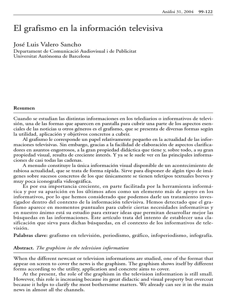 El grafismo en la televisión informativa | PDF | Diseño gráfico ...