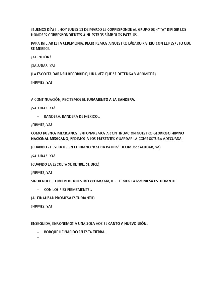 Recitar El Juramento A La Bandera
