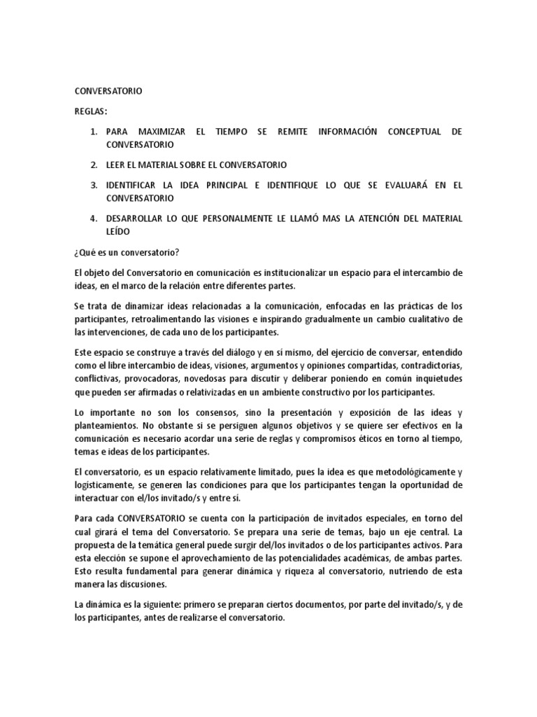 Que Es Conversatorio | PDF | Comunicación