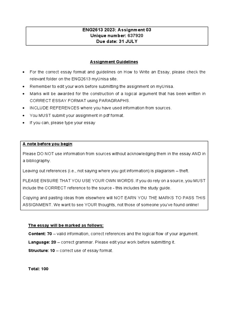 ENG2613 Assignment 03 2023 | PDF