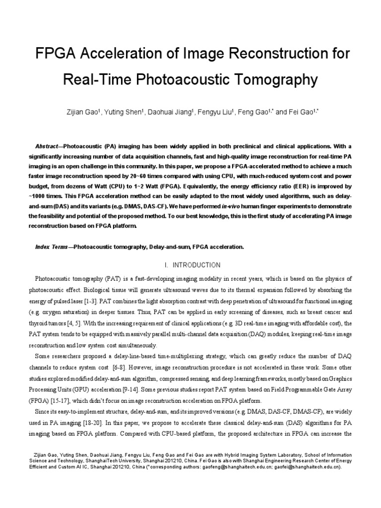 Fpga Acceleration Of Image Reconstruction For Pdf Field Programmable Gate Array Computer
