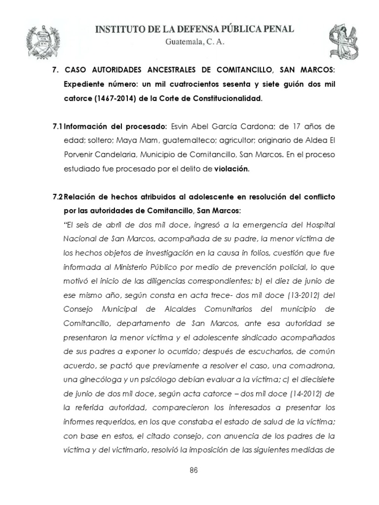 Caso Autoridades Ancestrales de Comitancillo San Marcos | PDF ...