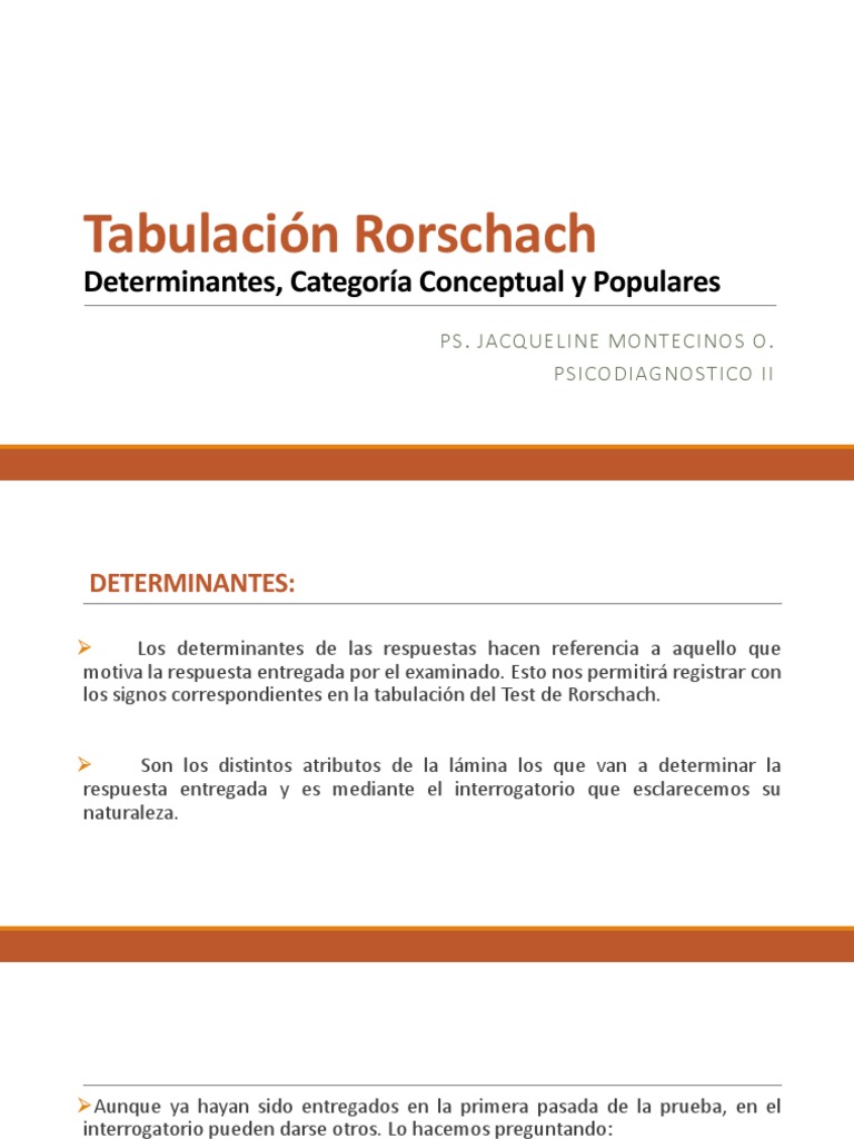 Rorschach Tabulacion | PDF | Color | Inteligencia