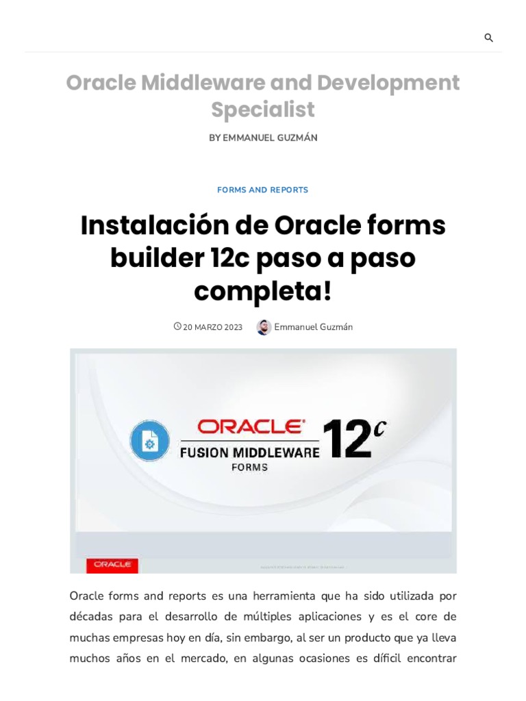Instalación De Oracle Forms Builder 12c Paso A Paso Completa Oracle Middleware And