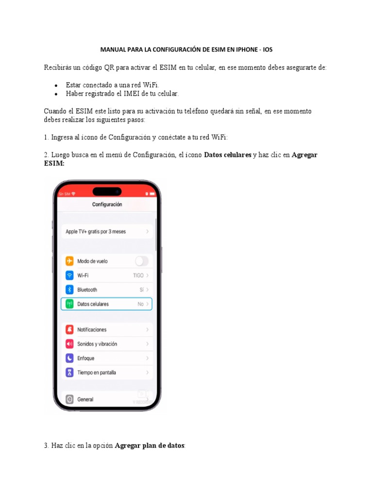 Manual para La Configuración de Esim en Iphone | PDF