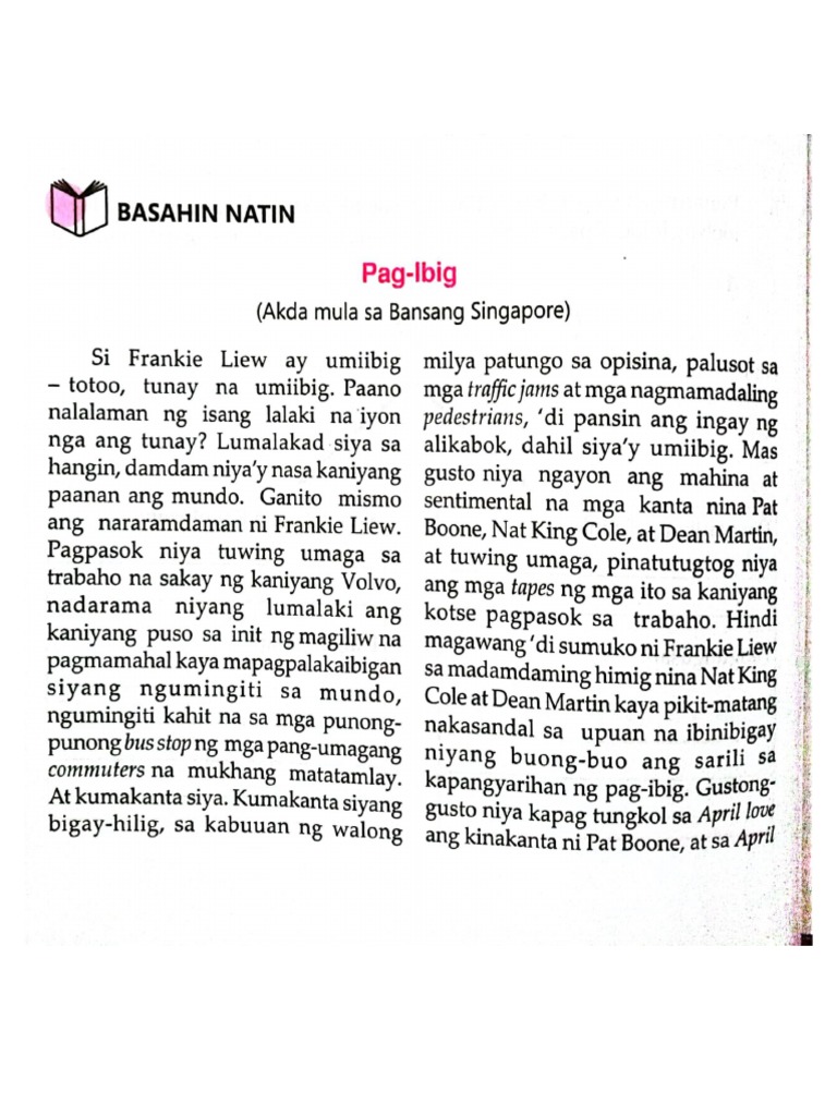 PAG-IBIG (Maikling Kwento NG Singapore) | PDF