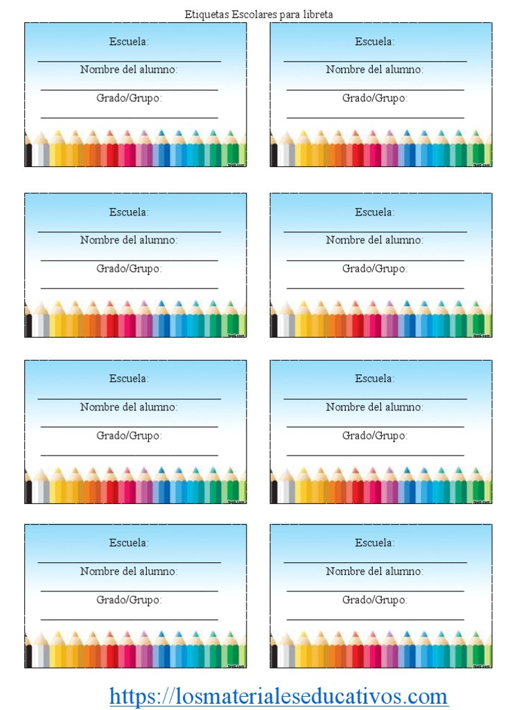 Etiquetas Escolares para Cuadernos | PDF