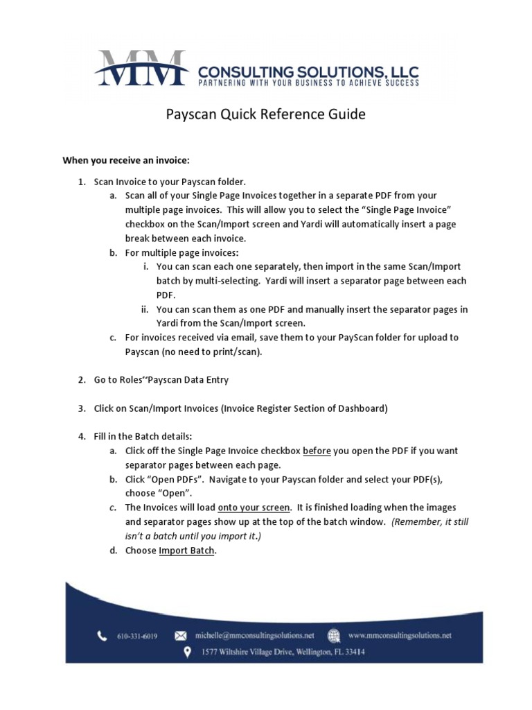 Payscan Quick Reference | PDF | Accounts Payable | Image Scanner