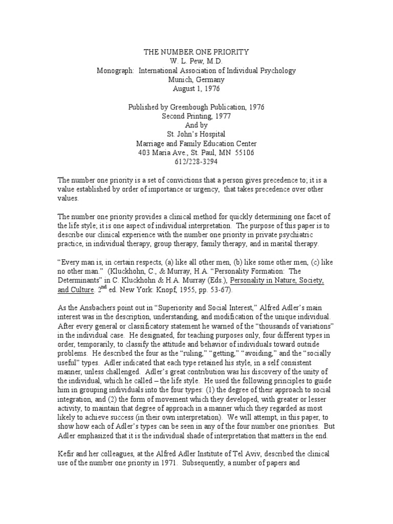 The Number One Priority W. L. Pew M.D. | Download Free PDF ...