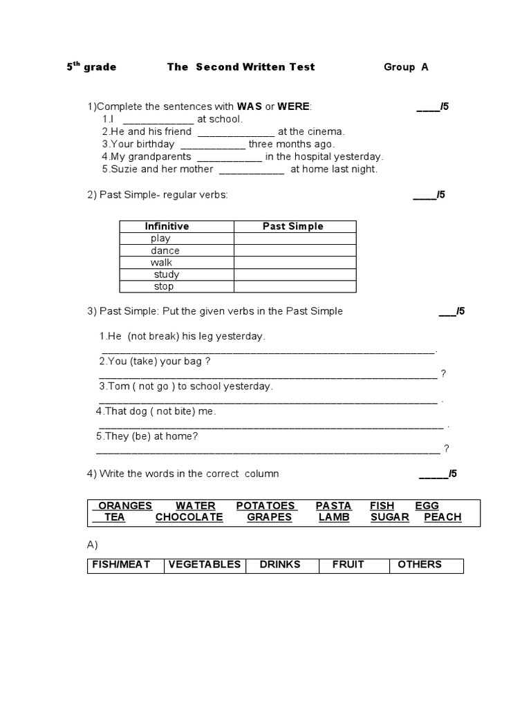 5th Grade English Unit 2 Test | PDF