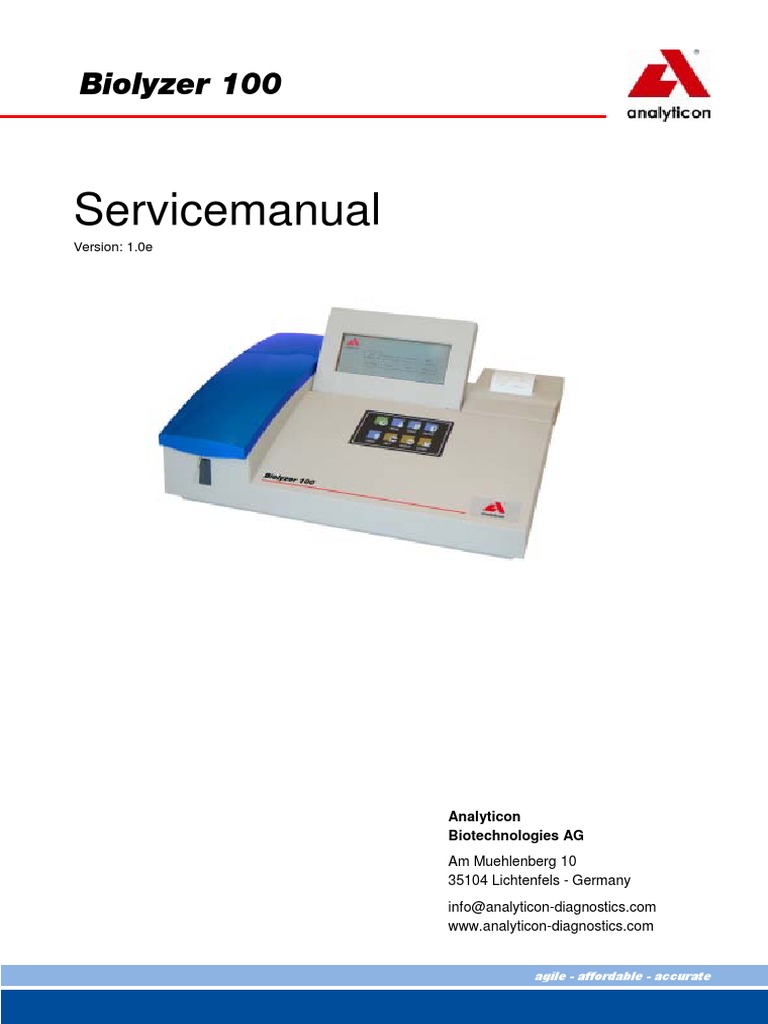 Biolyzer 100 Service Manual | PDF | Personal Protective Equipment | Waste