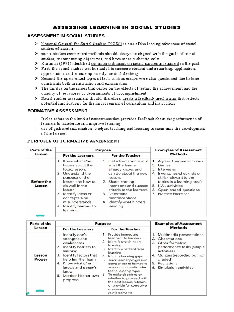 Assessing Learning in Social Studies | PDF | Educational Assessment ...