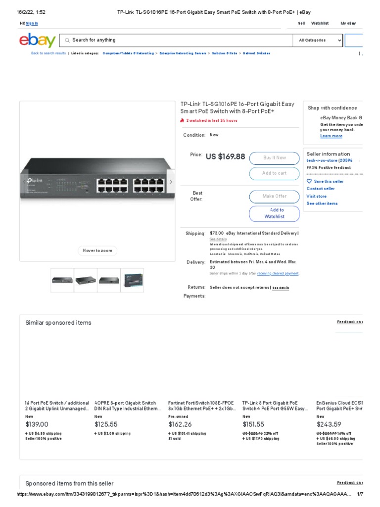 TP-Link 16-Port PoE Switch for Sale | PDF | Network Switch | Computer ...