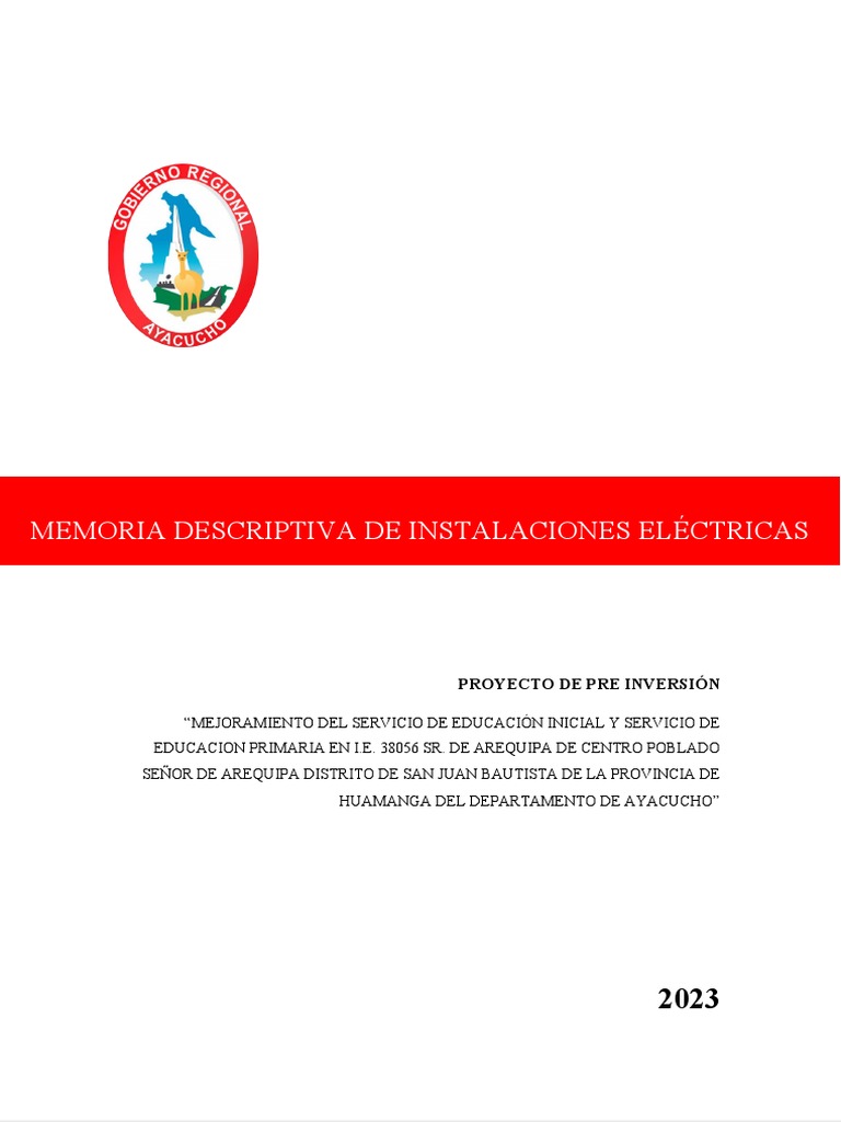 Memoria Descriptiva Ie Señor Arequipa | Descargar gratis PDF | Enchufes y tomas de corriente ...