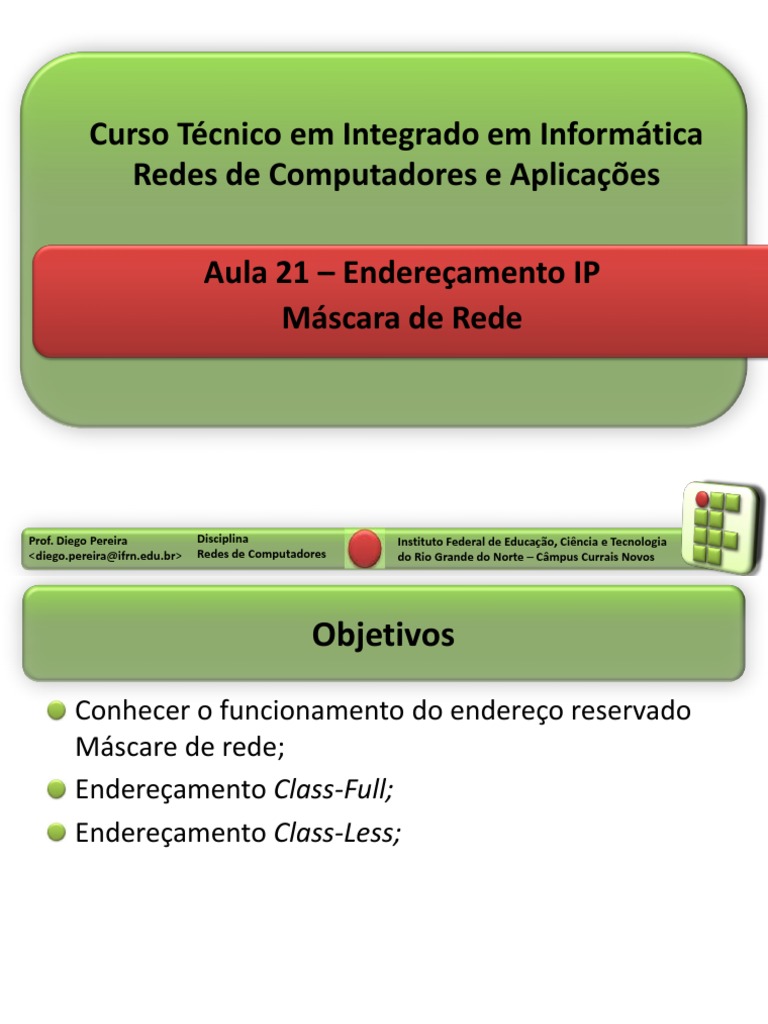 Aula21 - Enderecos IP-Mascara de Rede | PDF | Rede de computadores ... Aula21 - Enderecos IP-Mascara de Rede | PDF | Rede de computadores ...
