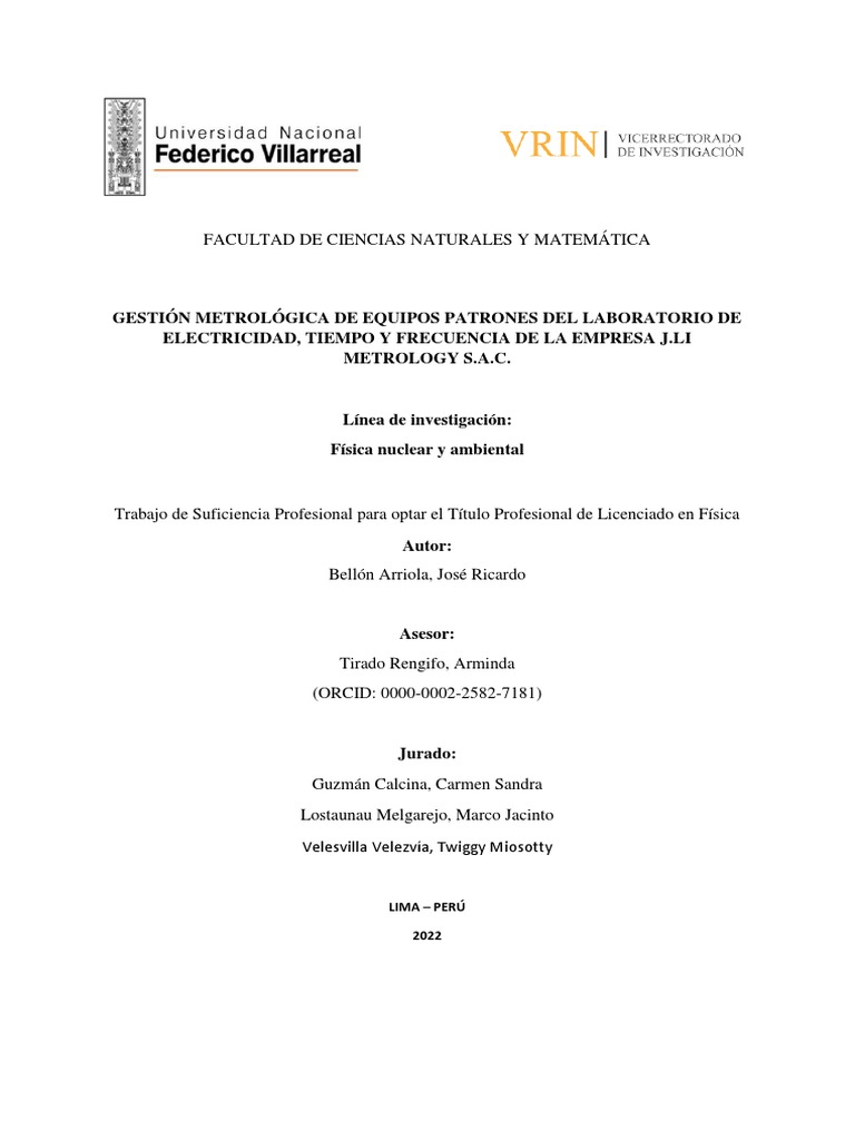 UNFV FCNM Bellon Arriola Jose Ricardo Titulo Profesional 2022 | PDF ...
