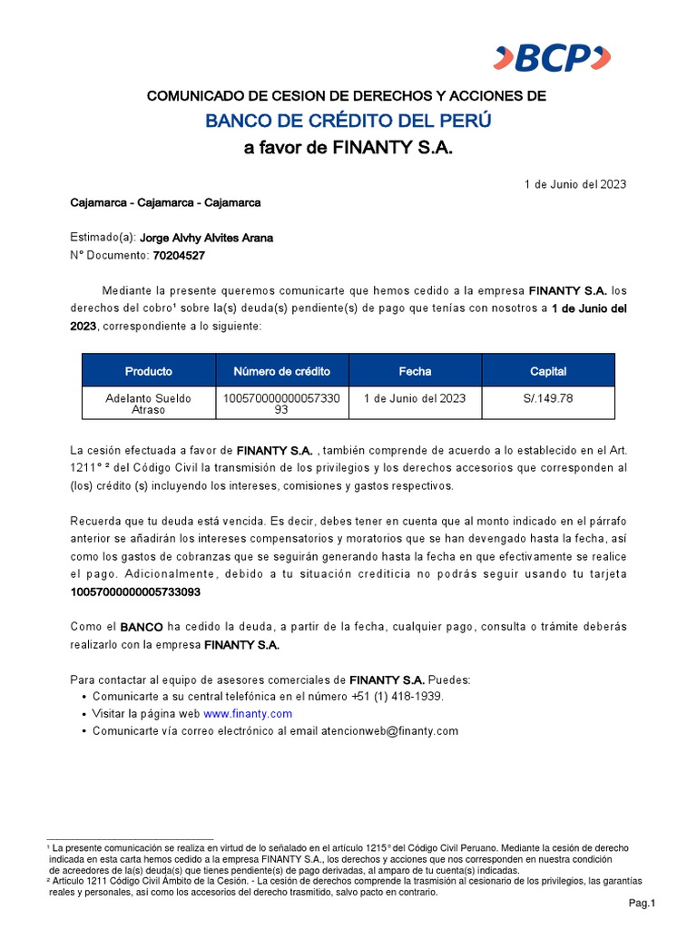 Cesion | PDF | Bancos | Economias