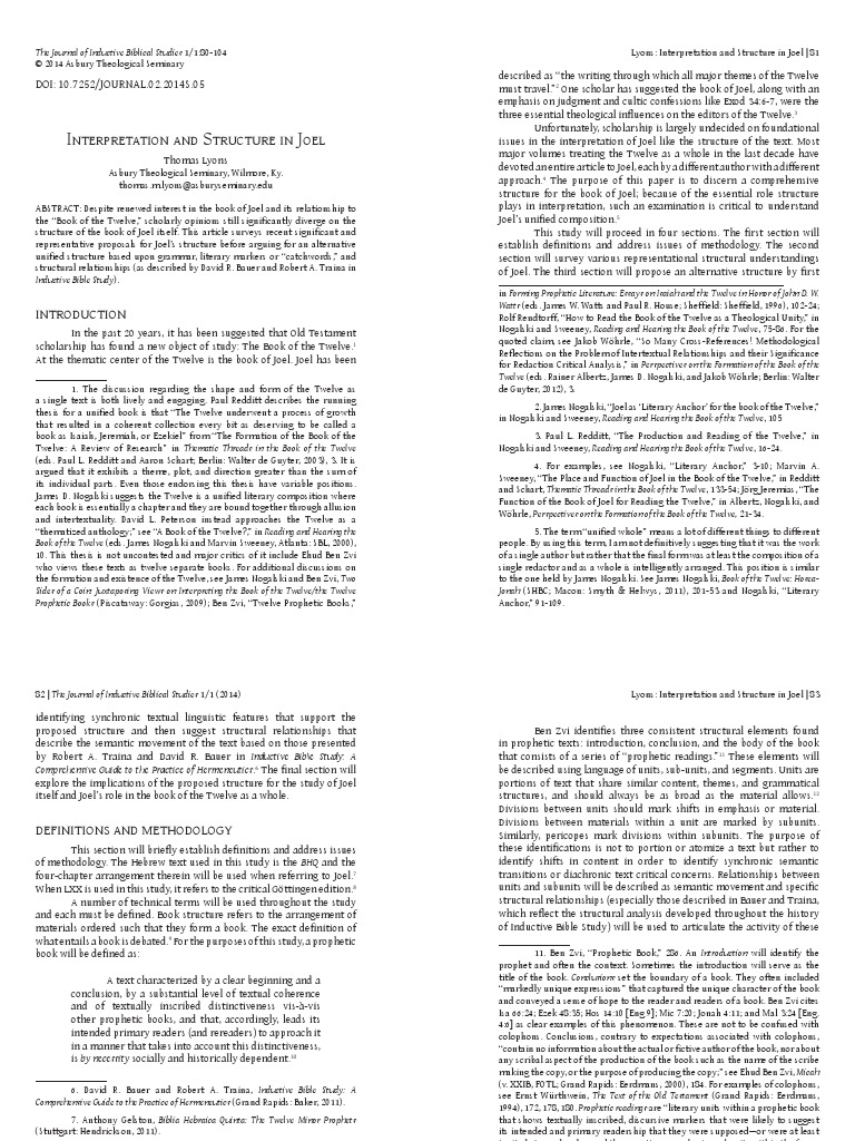 Interpretation and Structure in Joel | Download Free PDF | Twelve Minor Prophets | Bible